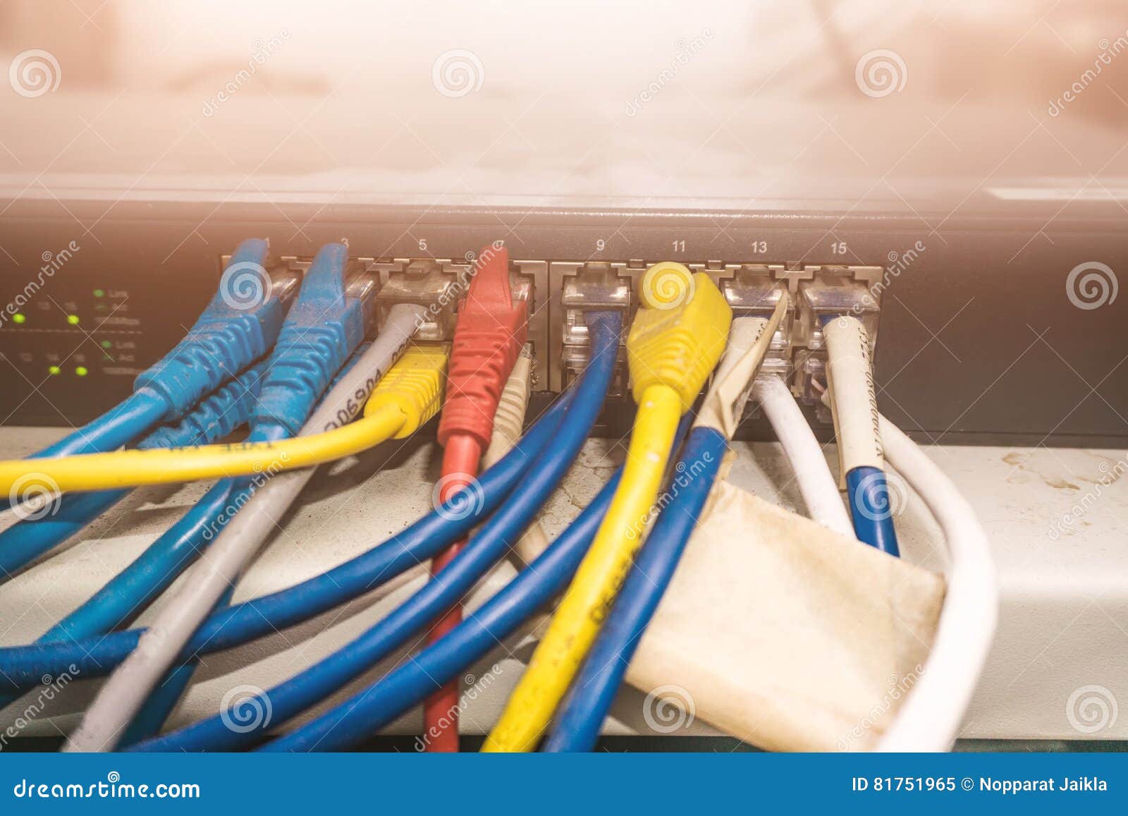 Rack Switches or Network Panel Switch and Cable in Data Center Stock ...