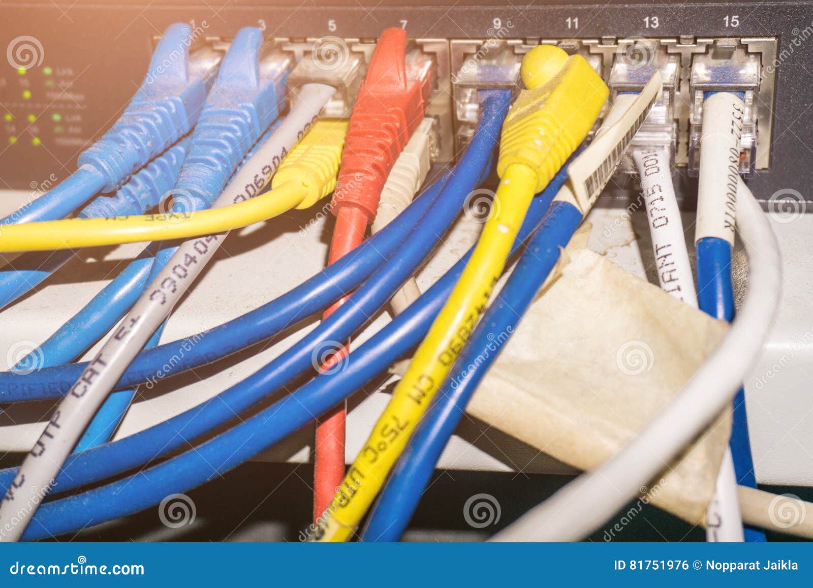 Rack Switches or Network Panel Switch and Cable in Data Center Stock ...