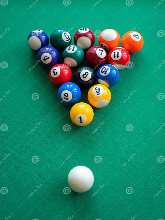 Rack a Table for Pool with Spots and Stripes Balls. Mini Billiard ...