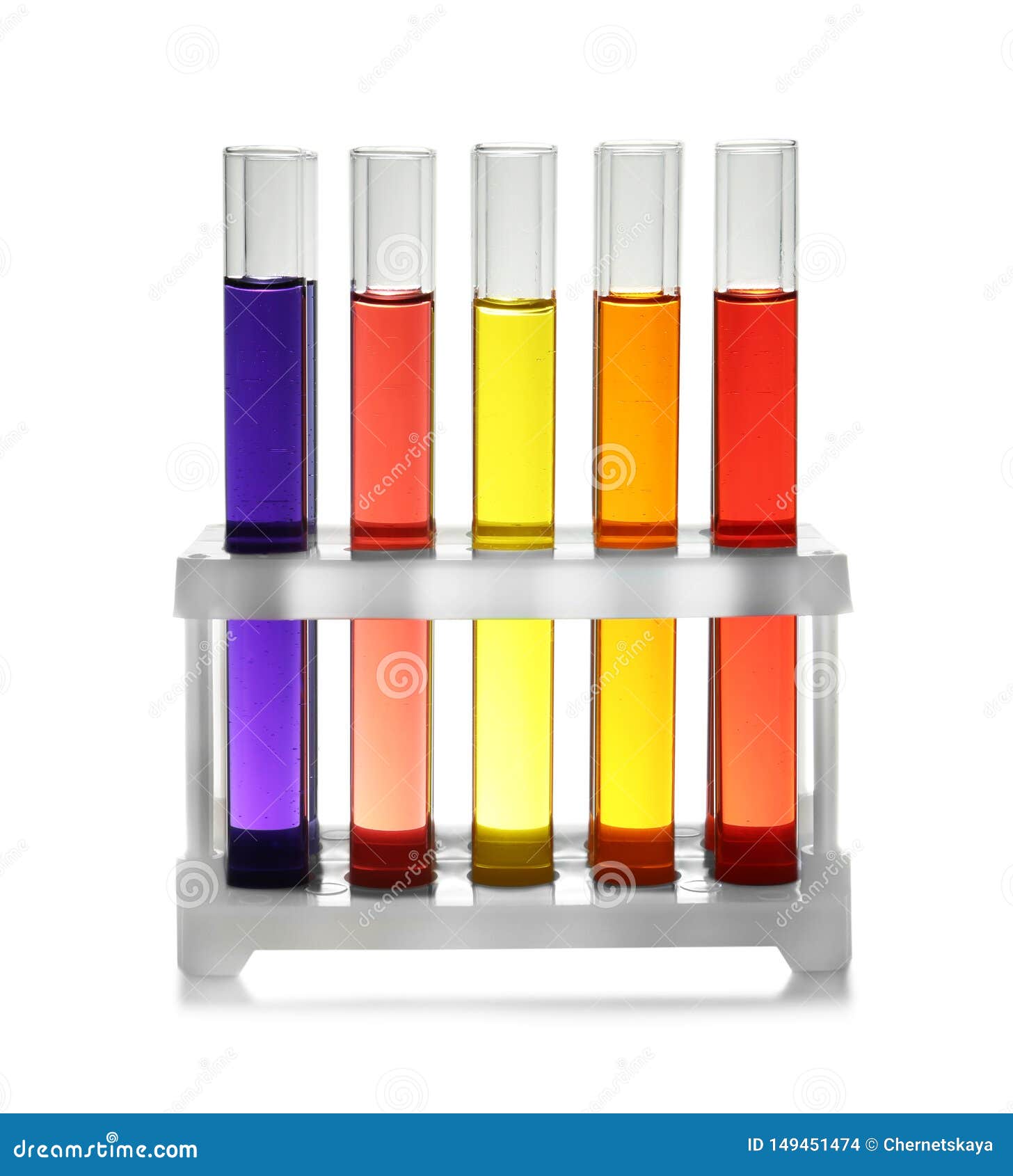 Rack with Test Tubes of Color Liquid Isolated. Solution Chemistry Stock ...