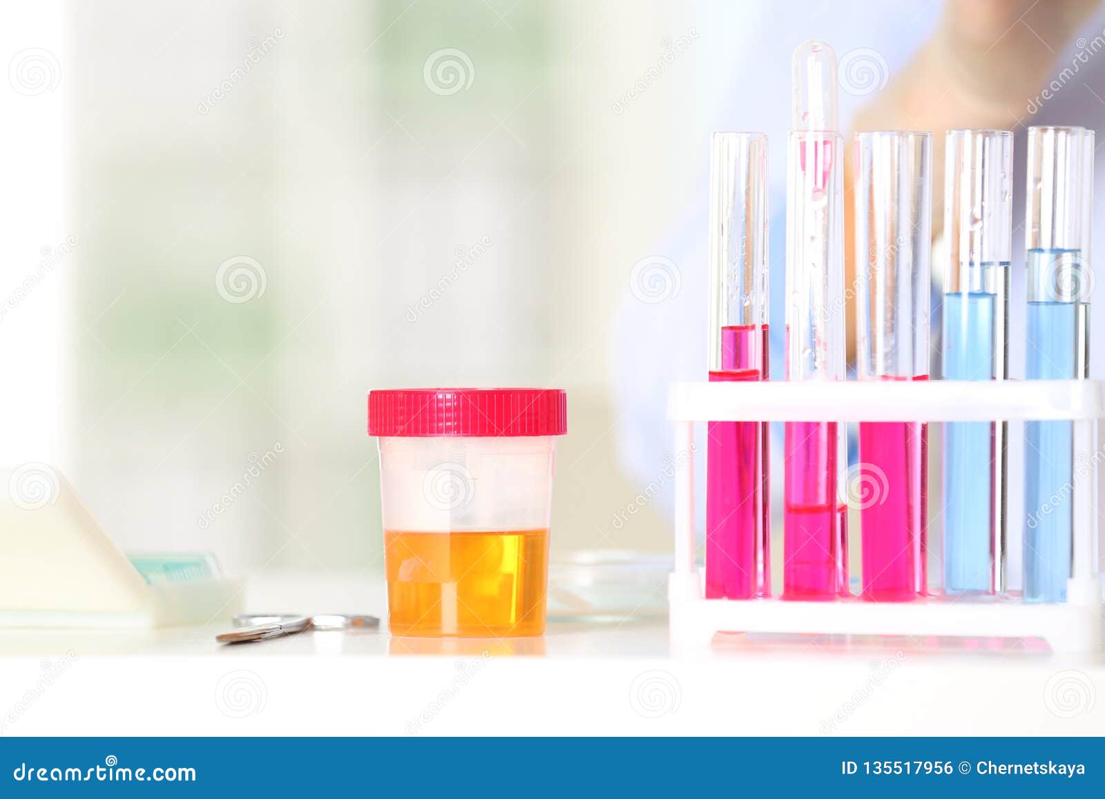 Rack with Test Tubes and Jar on Table in Laboratory. Stock Photo ...