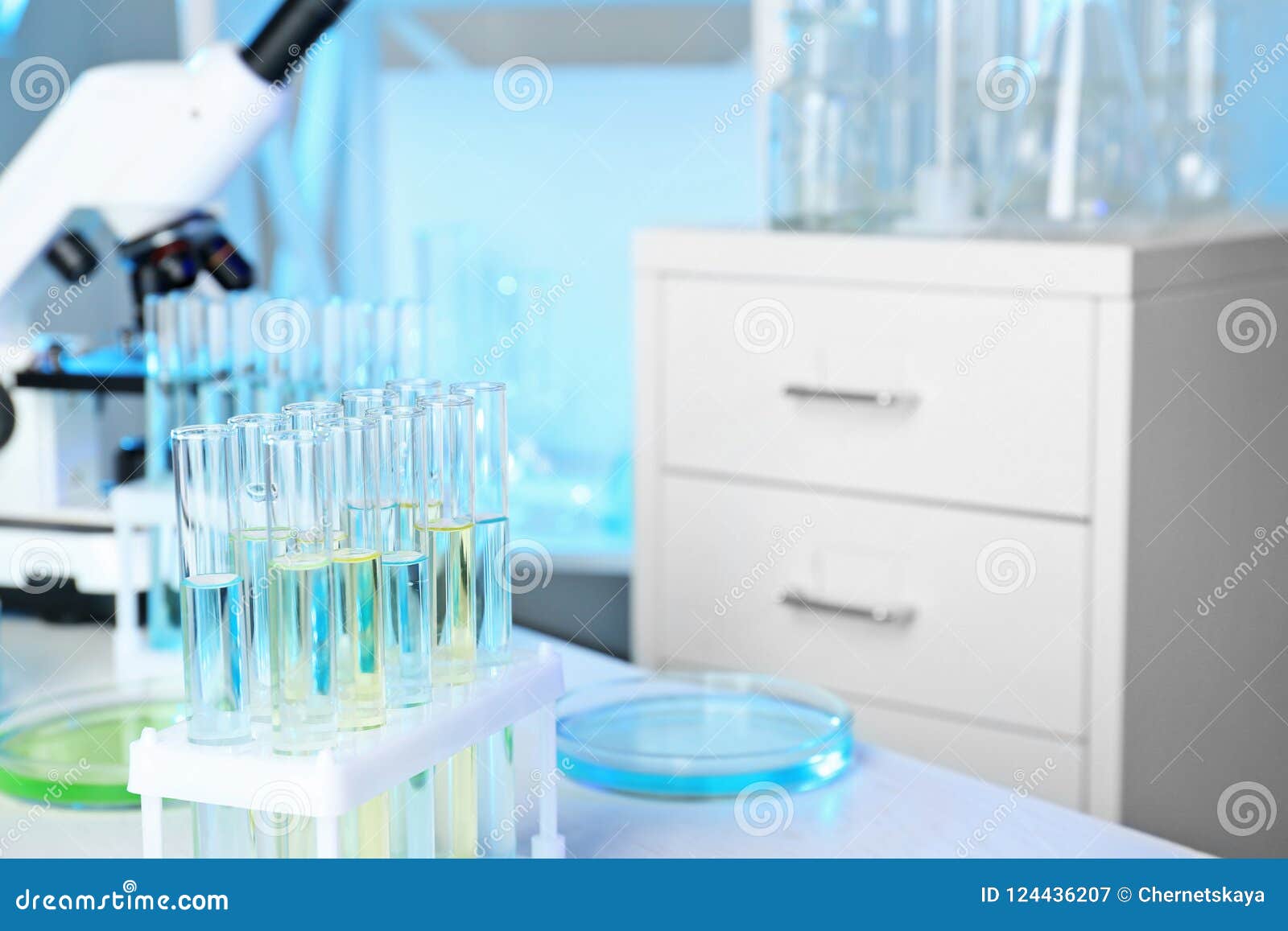 Rack with Test Tubes in Laboratory. Stock Image - Image of rack ...