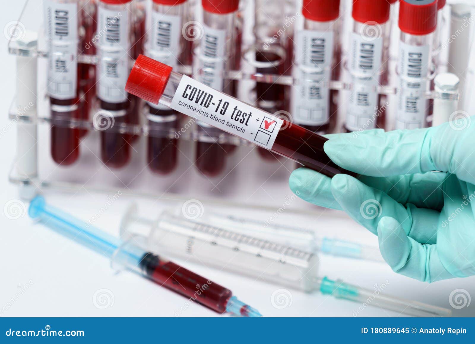 Rack of Tubes of Blood Sample for Testing Biological Material Stock ...