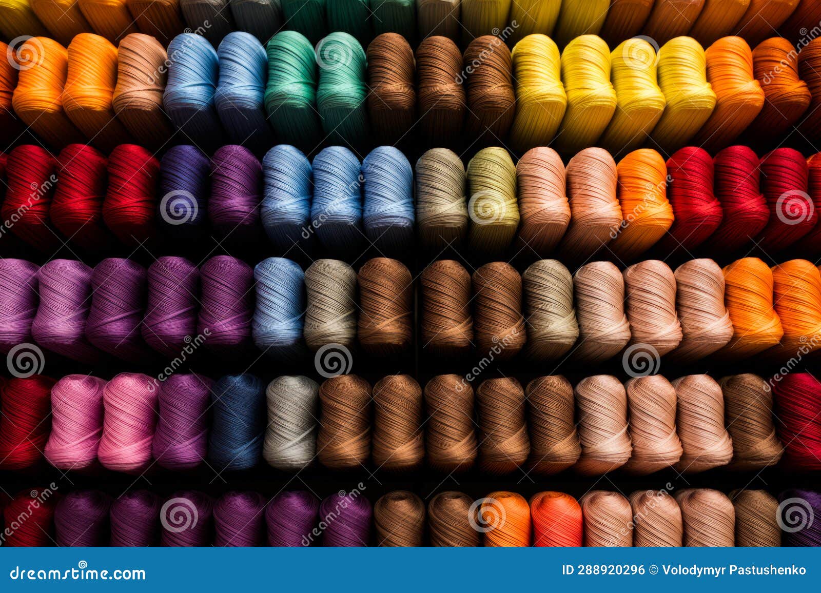 Rack of Yarns and Threads in Different Colors of Varying Colors ...