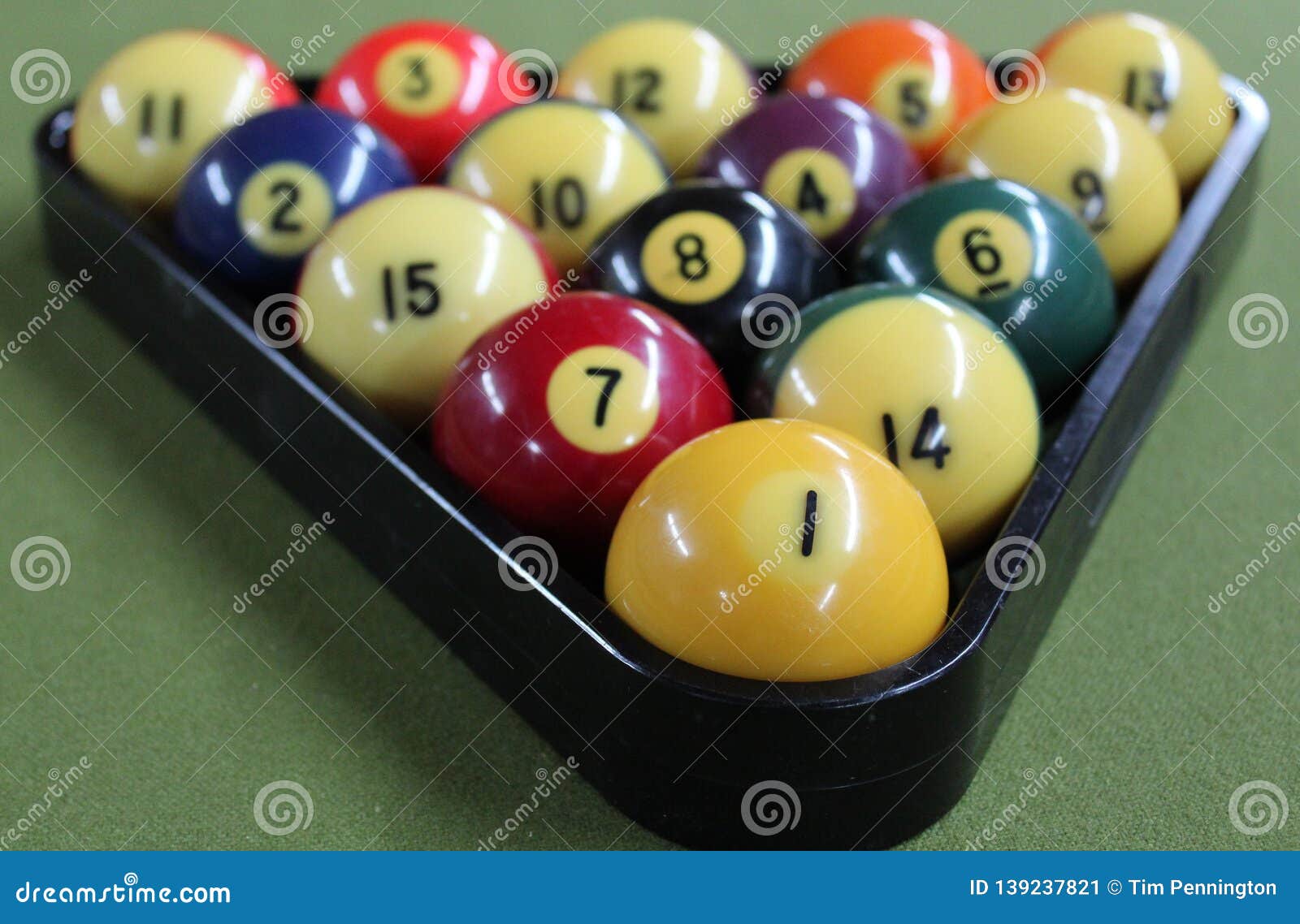 Racked billiards balls stock image. Image of balls, racked - 139237821