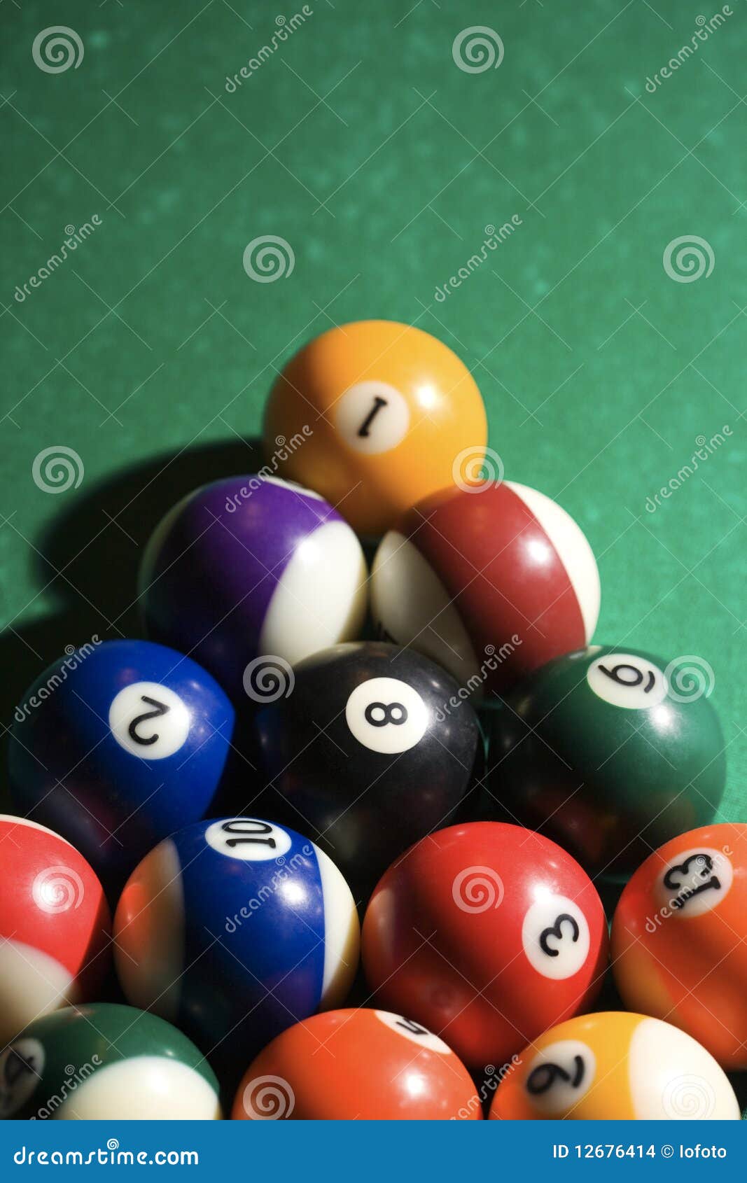 Racked Pool Balls stock photo. Image of inside, stripes - 12676414