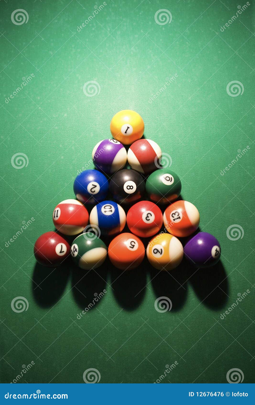 Racked Pool Balls stock photo. Image of leisure, game - 12676476
