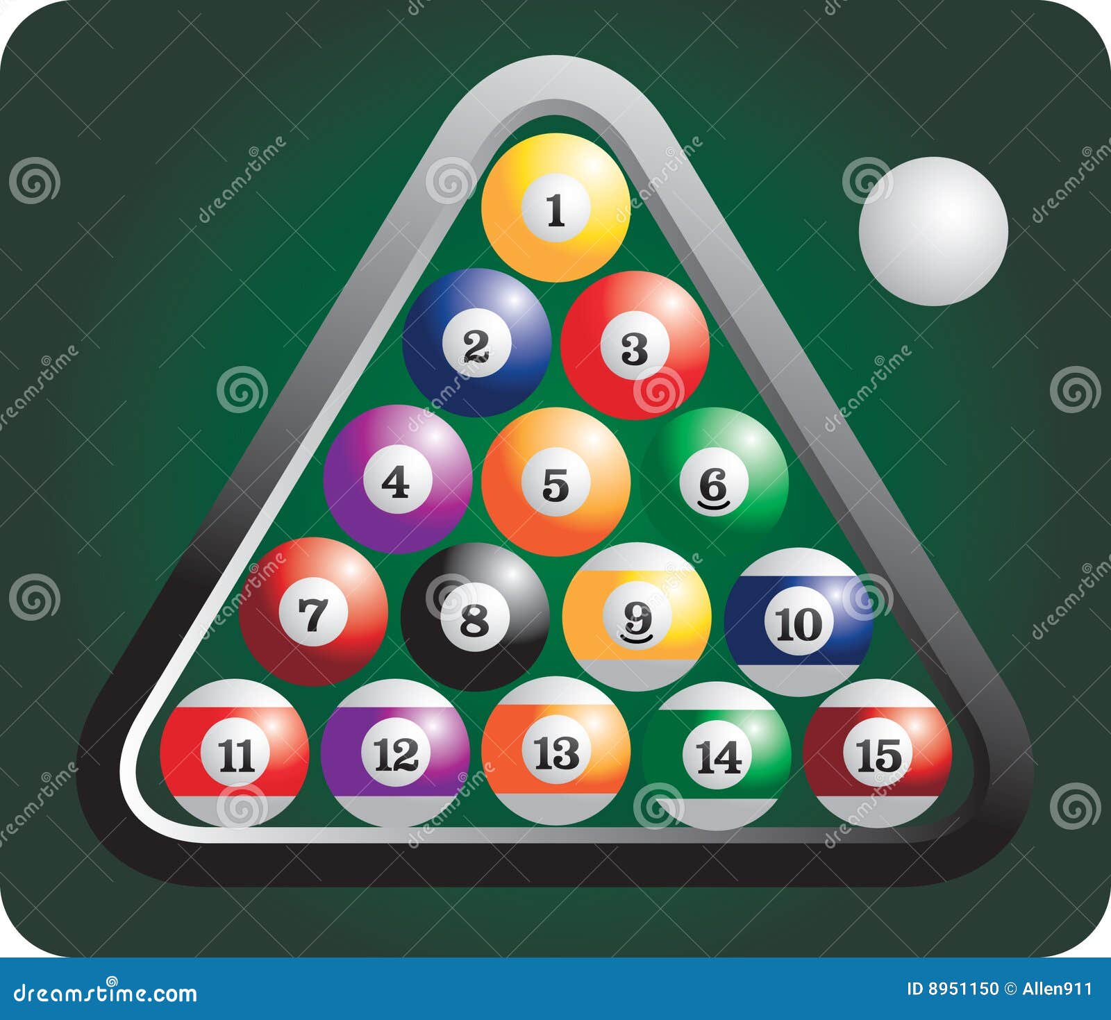 Racked Set of Billiard Balls Stock Vector - Illustration of indoor ...