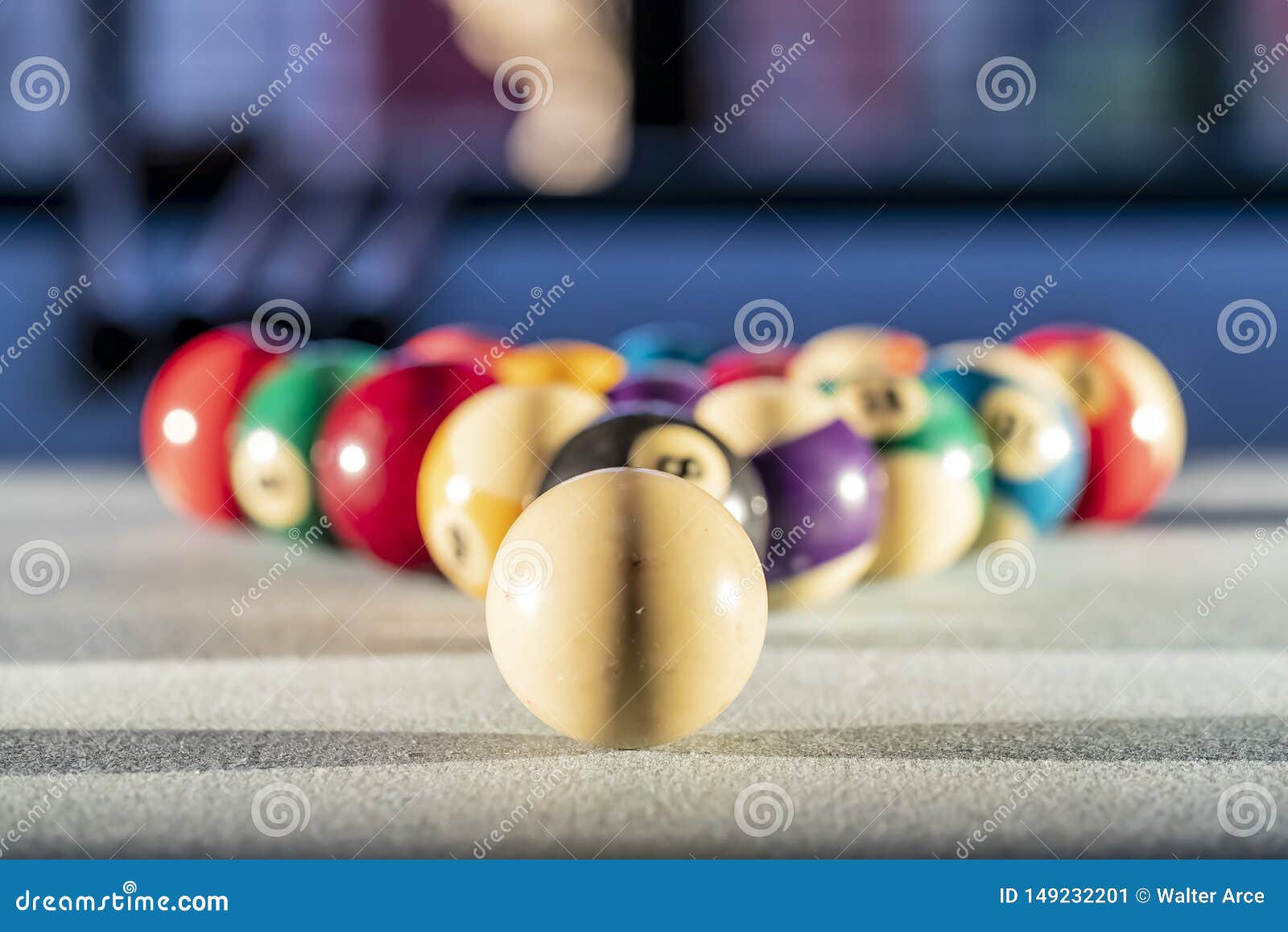 A Racked Up Triangle of Billiard Balls Ready for a Game of Pool Stock ...