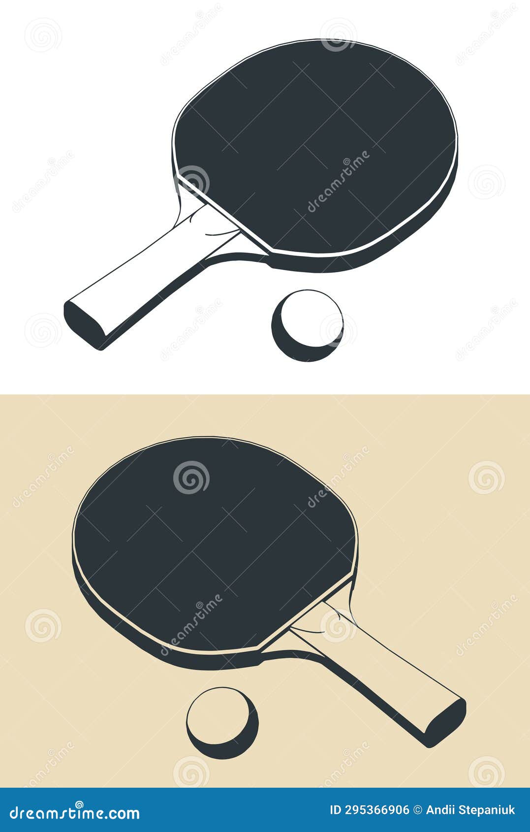 Racket and Ball for Table Tennis Stock Illustration - Illustration of ...