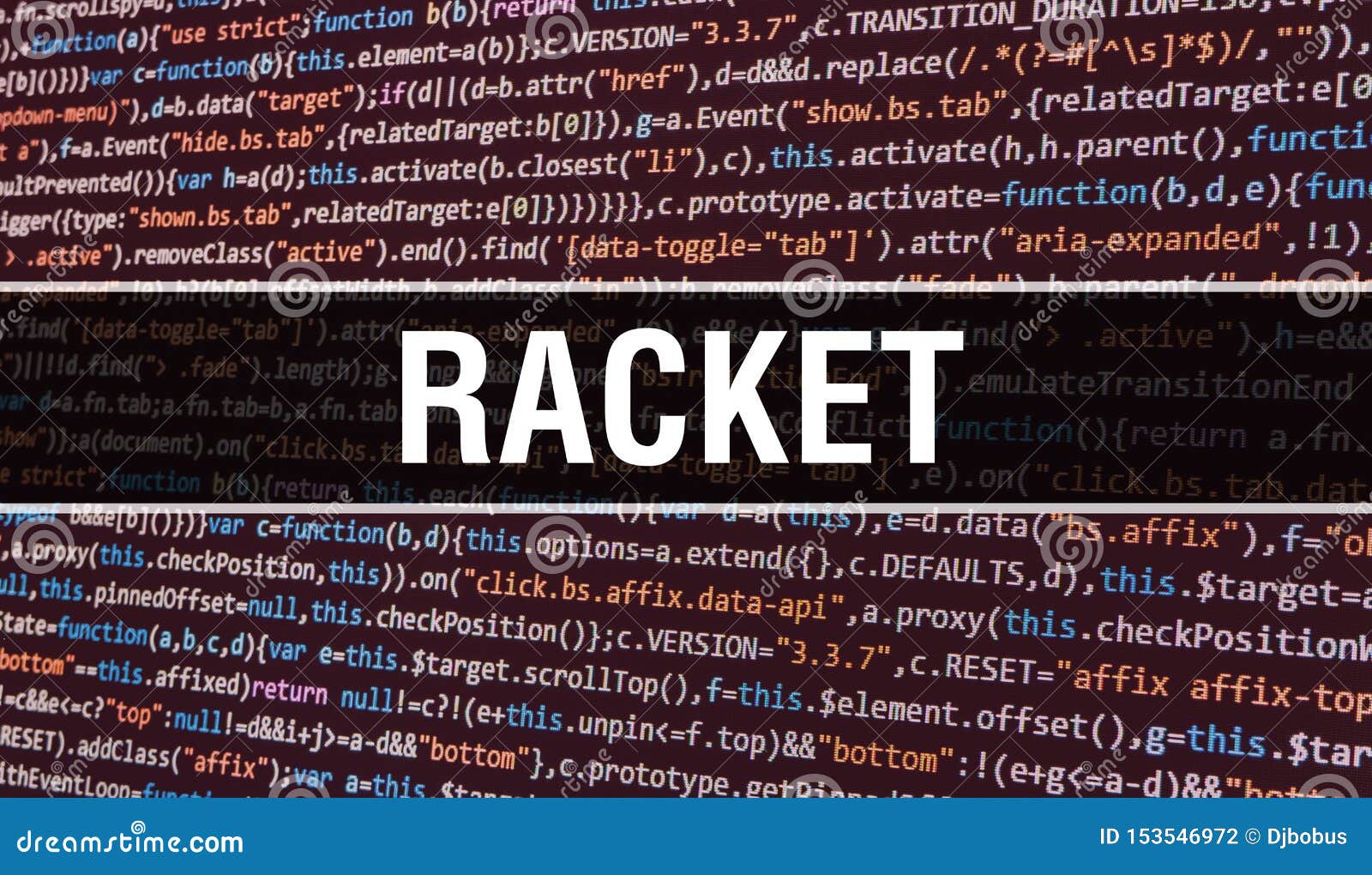 Racket Concept with Random Parts of Program Code. Racket with Programming Code Abstract ...