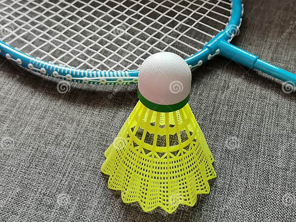 Racket and Shuttlecock with Grey Colour Background Stock Photo - Image ...