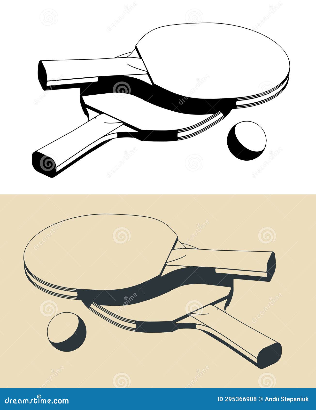 Rackets and Ball for Table Tennis Stock Illustration - Illustration of ...