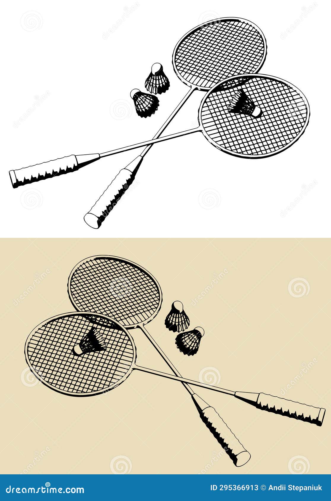 Rackets and Shuttlecocks for Badminton Stock Illustration ...