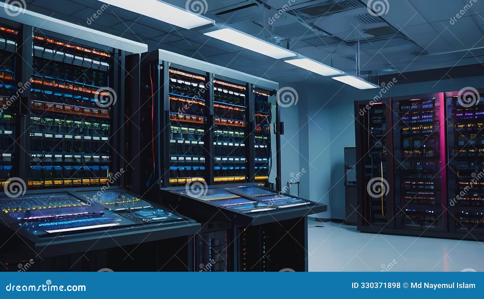 Rackmount Console in Office Server Data Center. Stock Illustration ...
