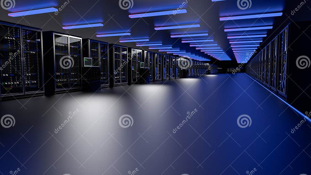Rackmount LED Console in Server Room Data Center. Server. Room Servers ...