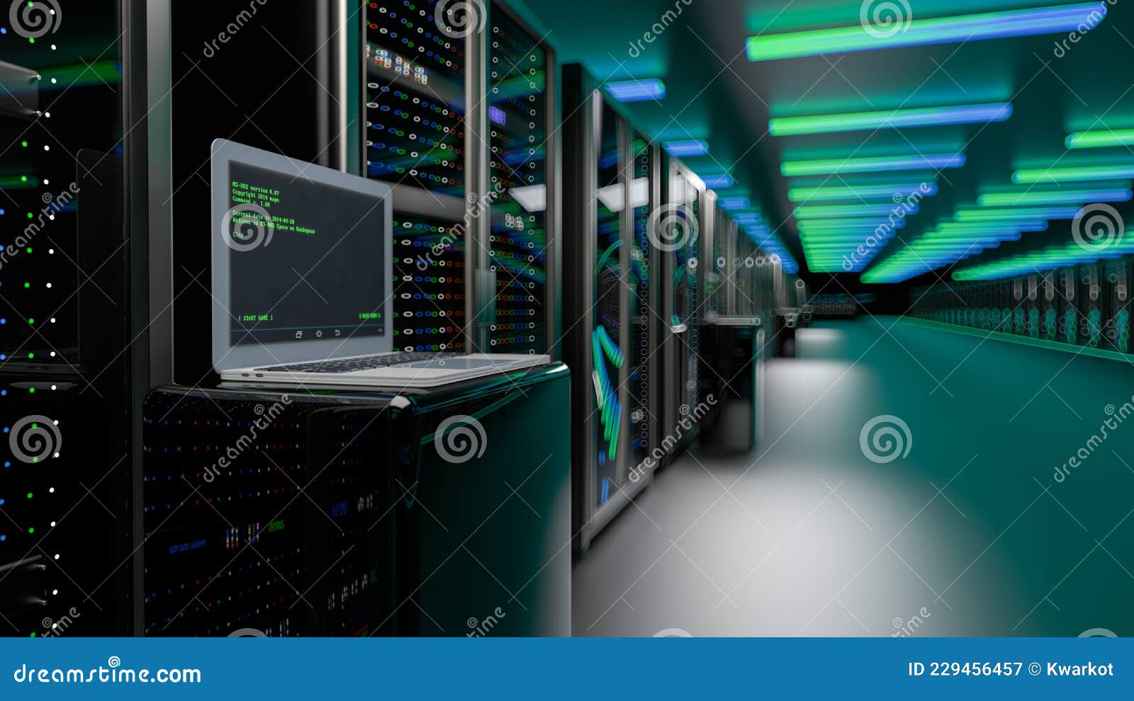 Rackmount LED Console In Server Room Data Center Stock Illustration ...