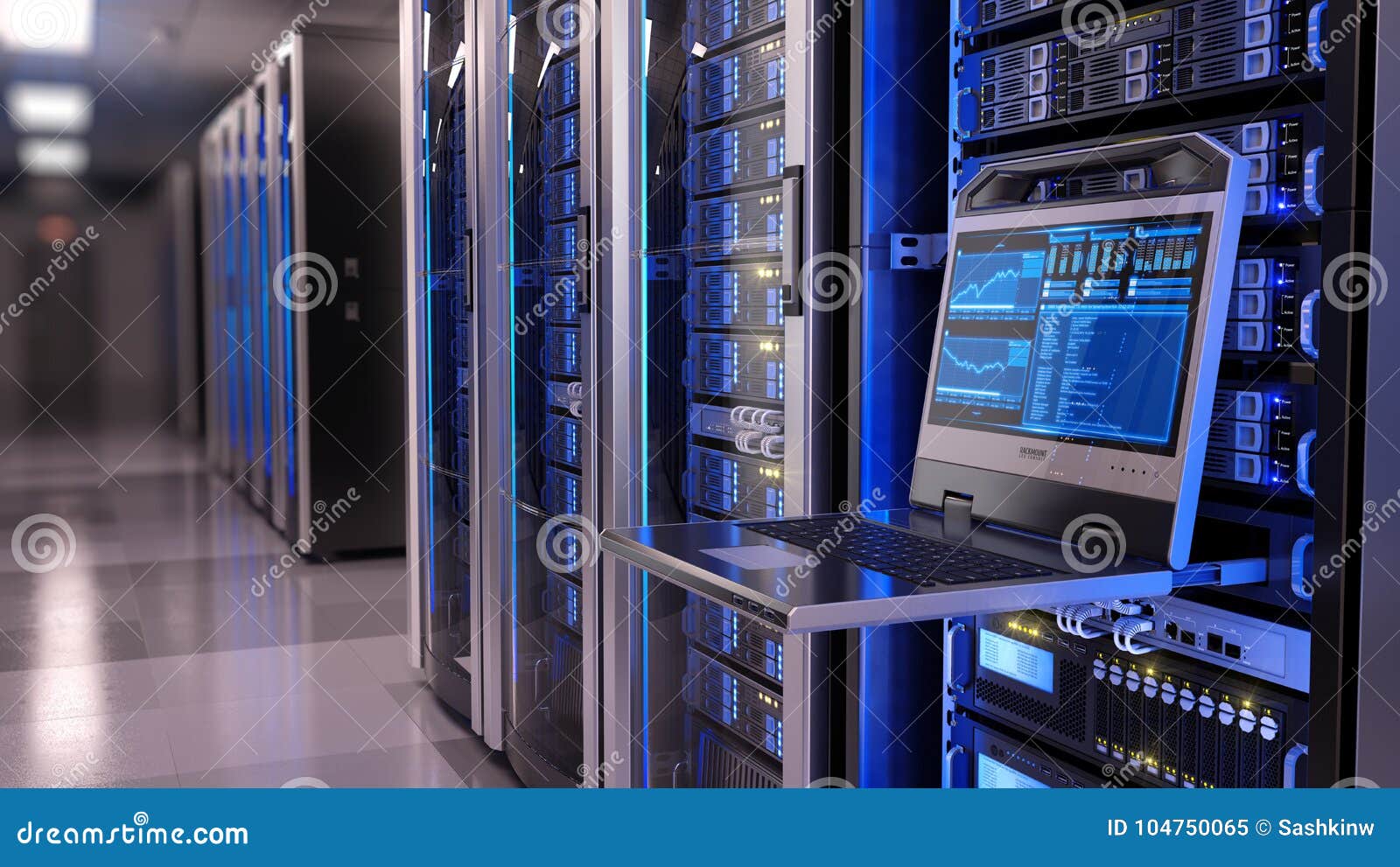 Rackmount LED-Konsole Im Serverraum-Rechenzentrum Stockbild - Bild von ...