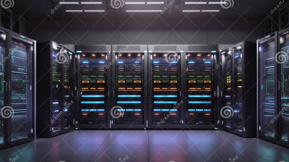 Rackmount LED Server Room Data Stock Illustration - Illustration of ...