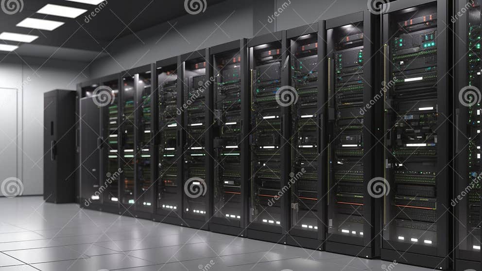 Rackmount LED Server Room Data Stock Illustration - Illustration of ...