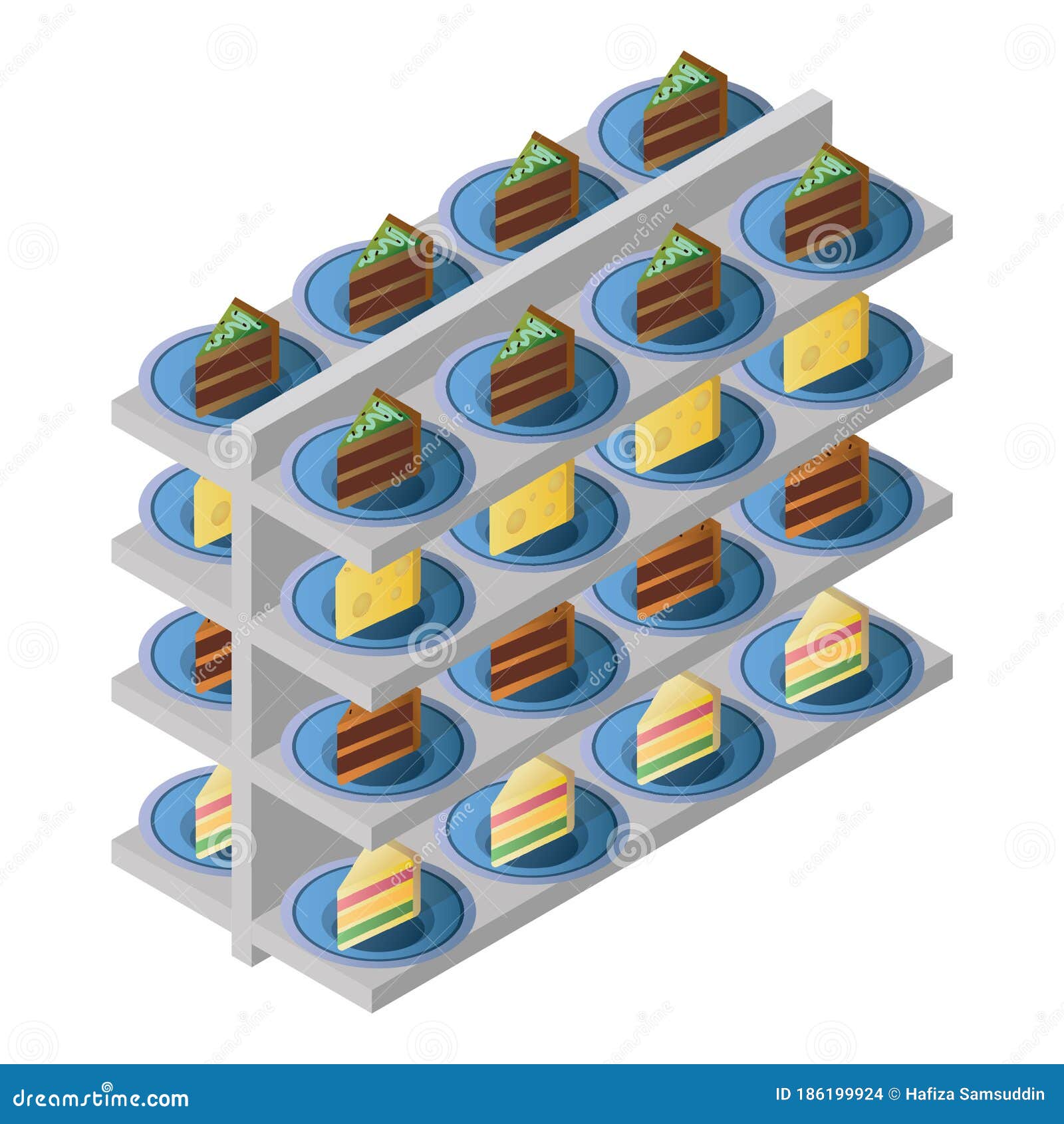 Racks with Bakery Items. Vector Illustration Decorative Design Stock ...