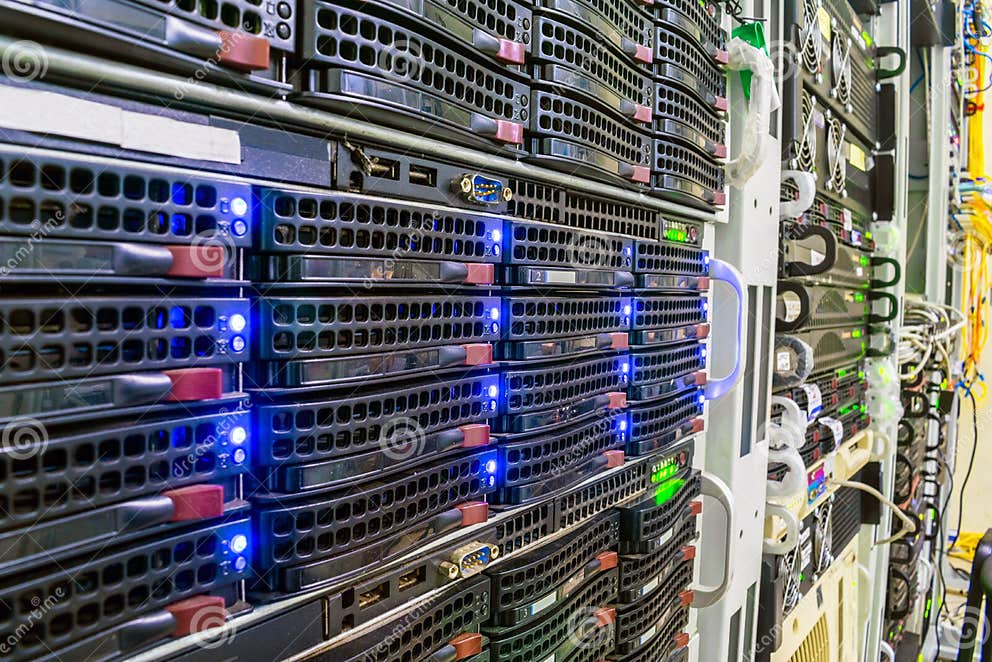 Racks with Computer Server Devices. Hosted Services are in the ...
