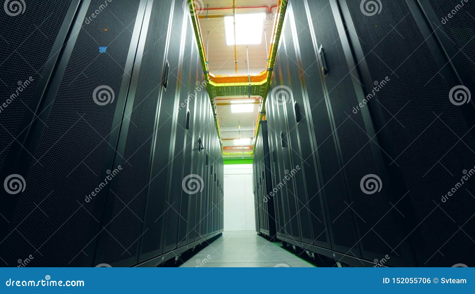 Racks with Computers Stand in a Data Center Room. Stock Footage - Video ...