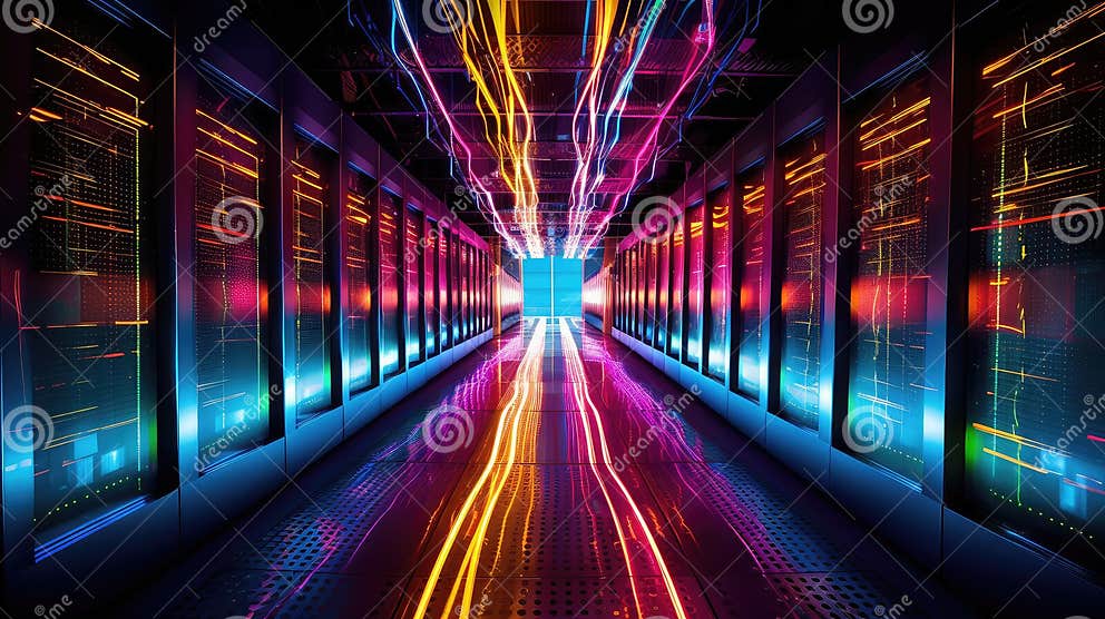 Racks data center light stock illustration. Illustration of processing ...