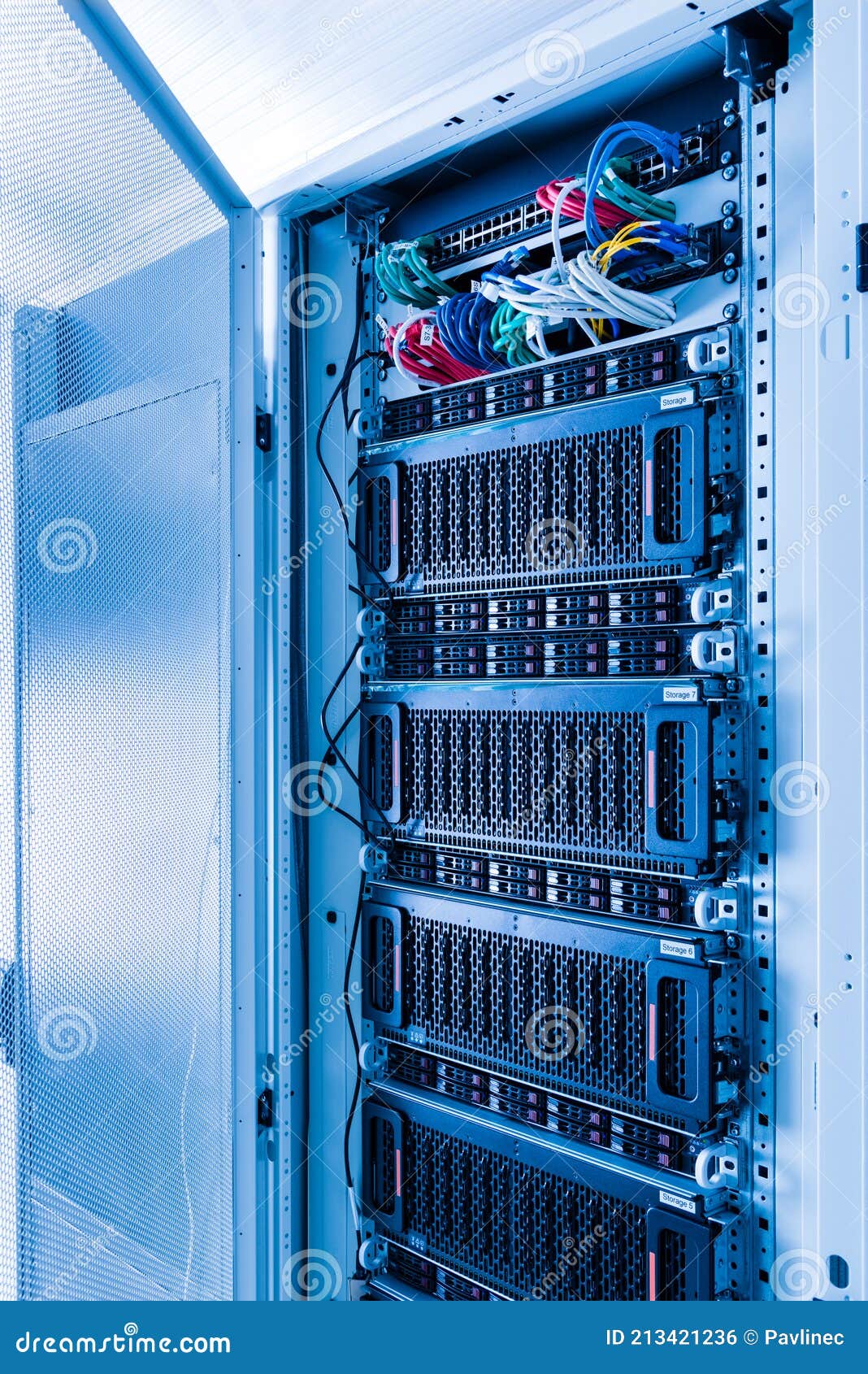 Racks Filled with Computer Hardware Inside Internet Datacenter Stock ...