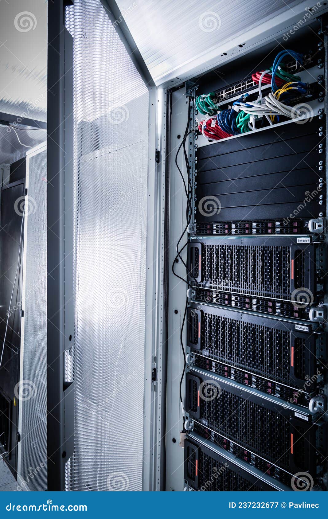 Racks Filled with Computer Hardware Inside Internet Datacenter Stock ...
