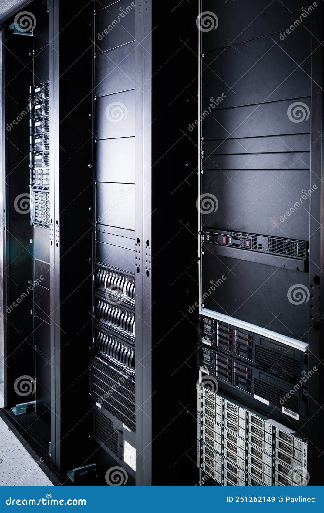 Racks Filled with Computer Hardware Inside Internet Datacenter Stock ...