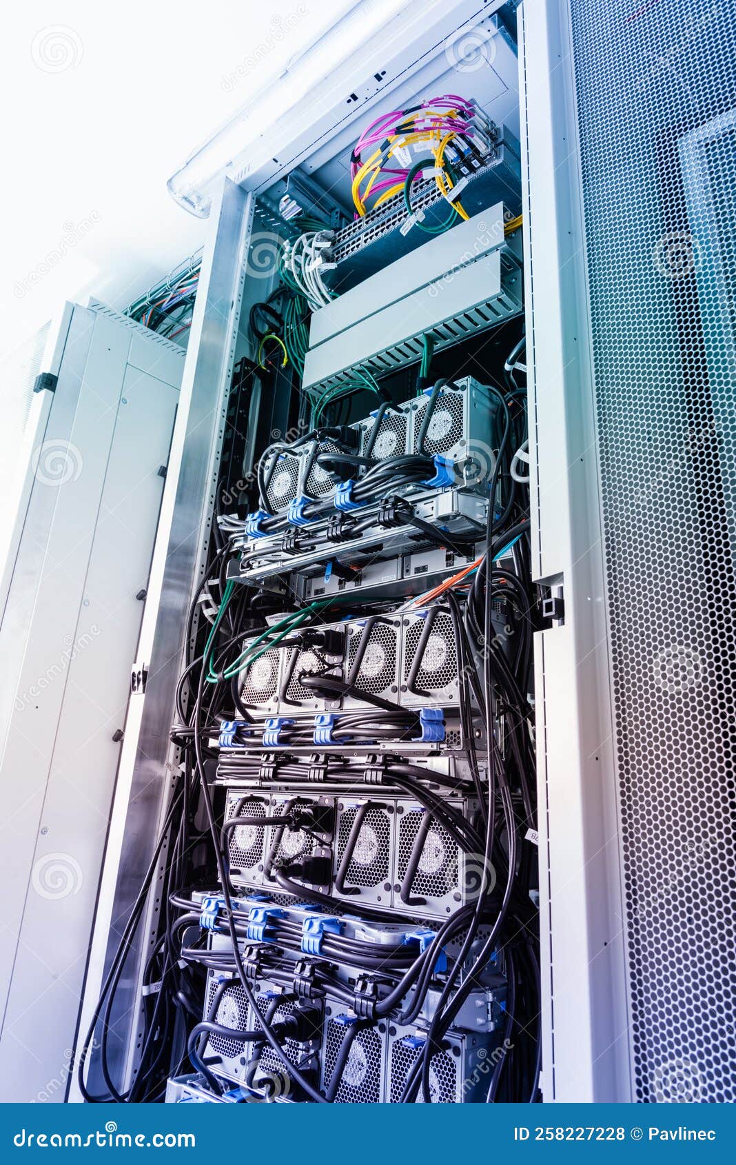 Racks Filled with Computer Hardware Inside Internet Datacenter Stock ...