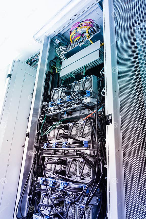 Racks Filled with Computer Hardware Inside Internet Datacenter Stock ...