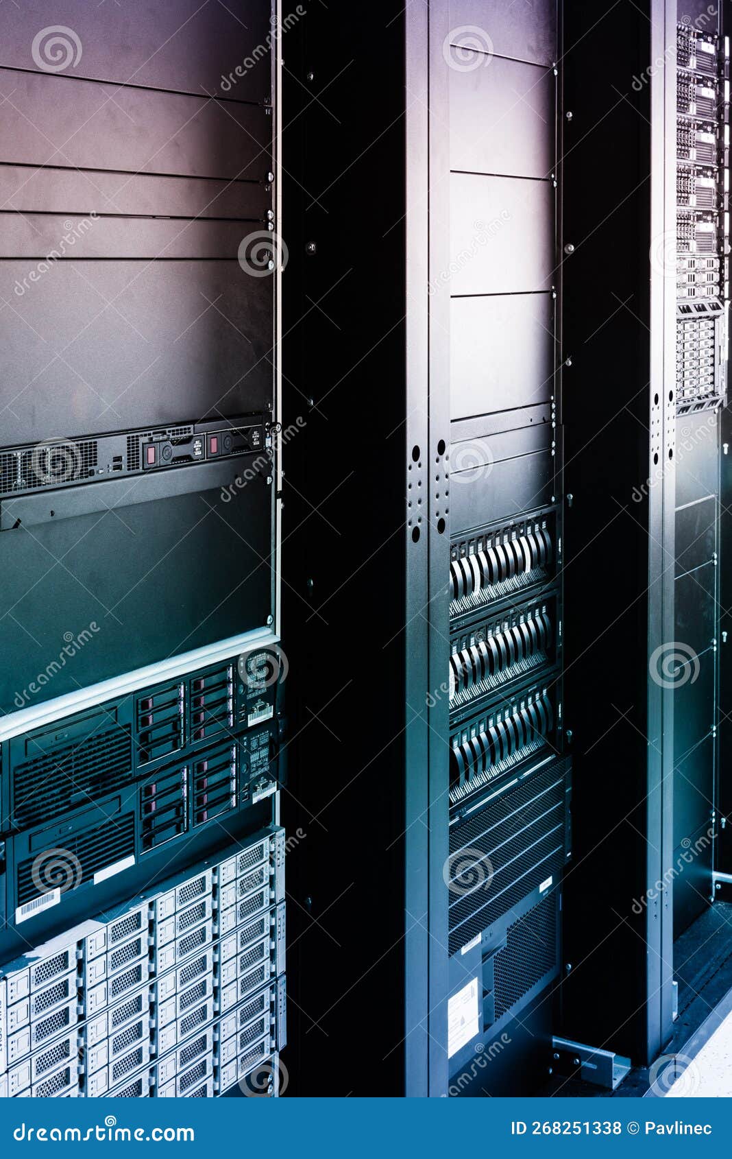 Racks Filled with Computer Hardware Inside Internet Datacenter Stock ...