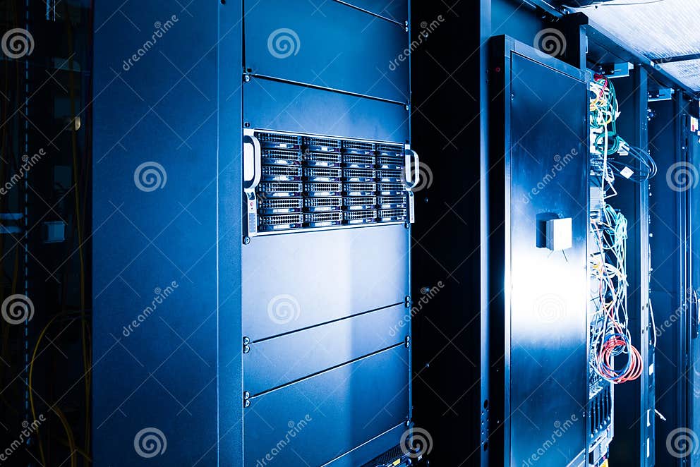 Racks Filled with Computer Hardware Inside Internet Datacenter Stock ...