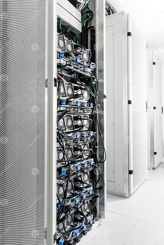 Racks Filled with Computer Hardware Inside Internet Datacenter Stock ...