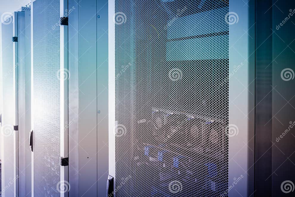 Racks Filled with Computer Hardware Inside Internet Datacenter Stock ...