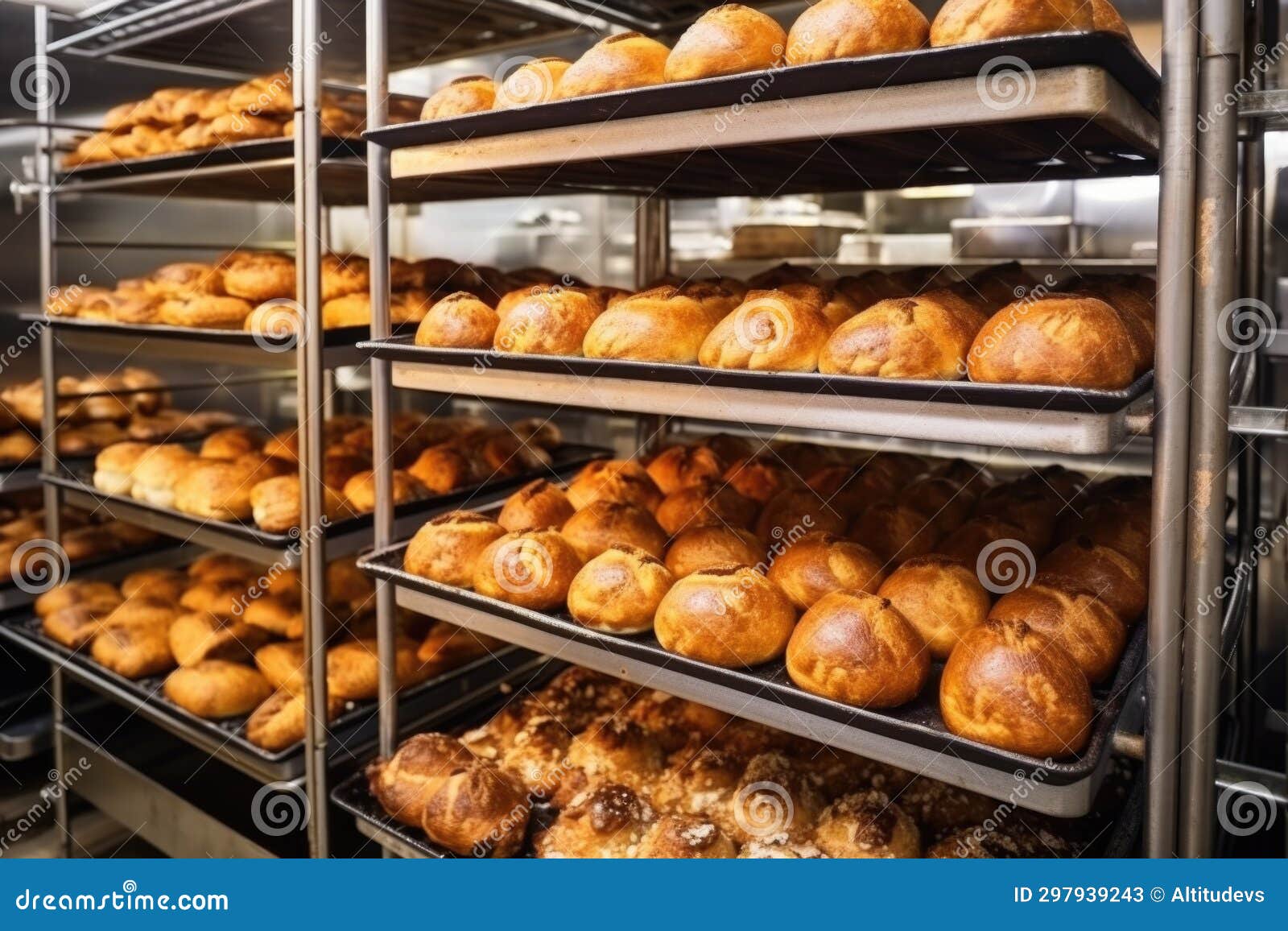 Racks Filled with Multiple Loaves in a Baking Oven Stock Image - Image ...