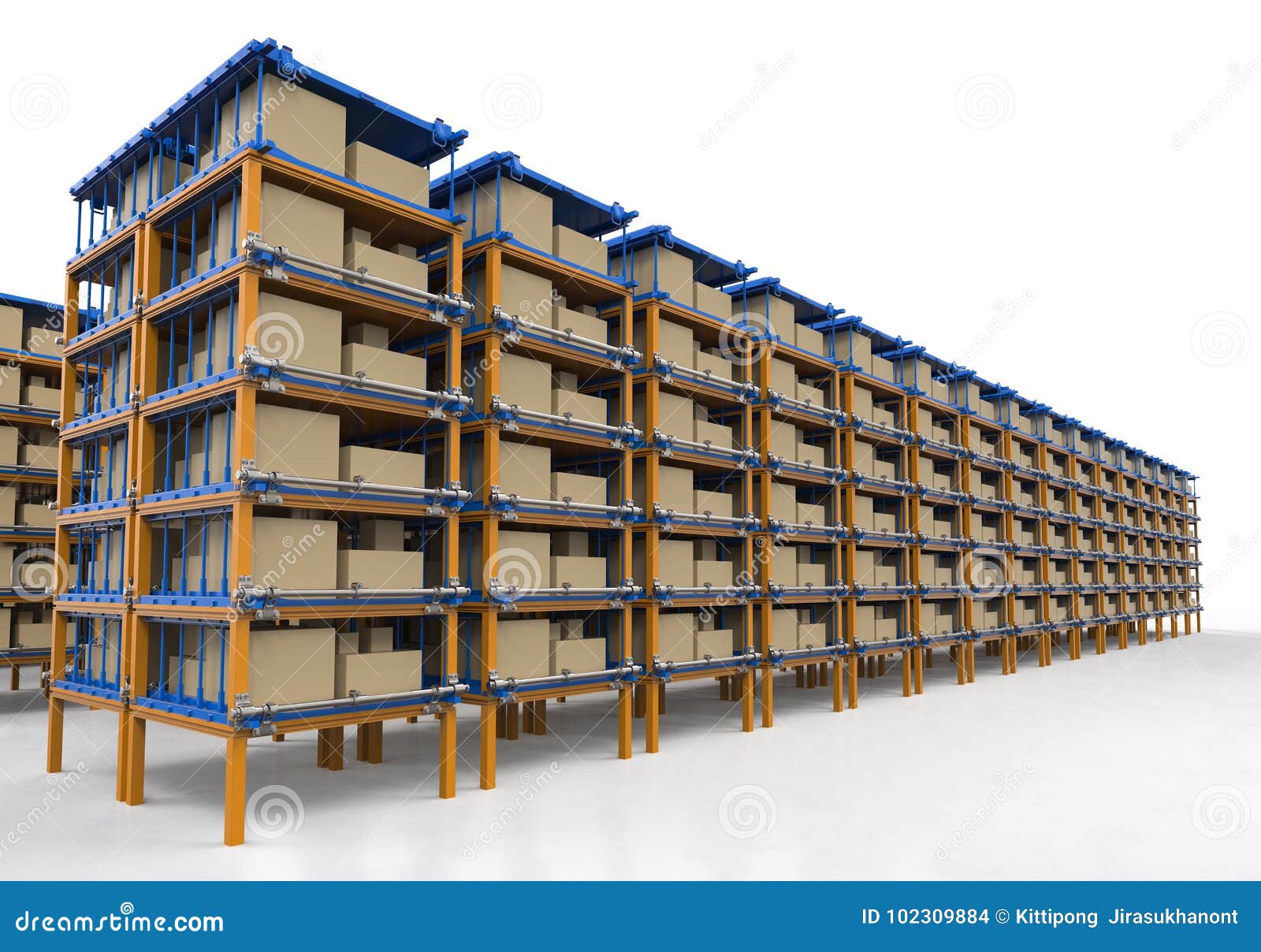 Racks full of carton boxes stock illustration. Illustration of logistic ...