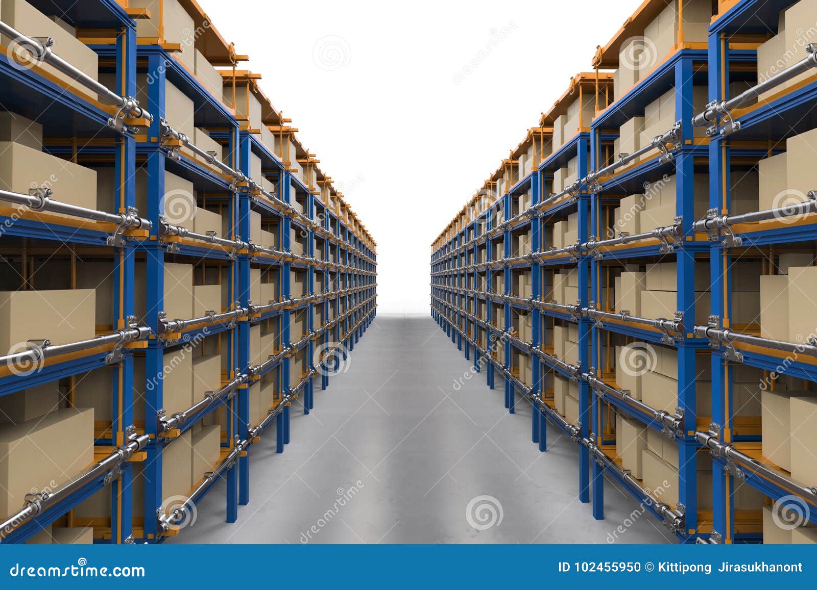 Racks full of carton boxes stock illustration. Illustration of indoor ...