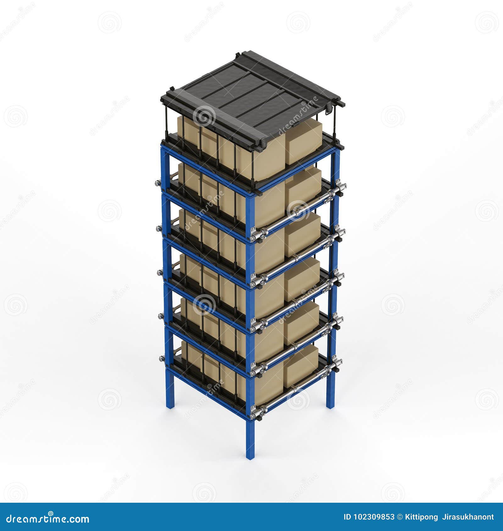 Racks full of carton boxes stock illustration. Illustration of ...