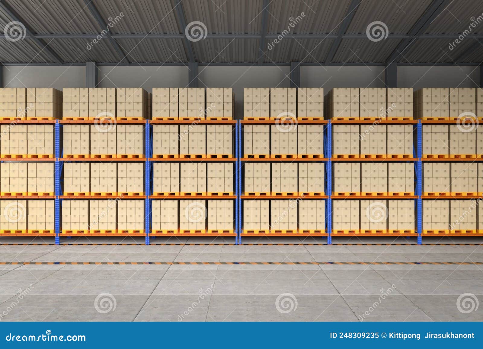 Racks Full of Carton Boxes in Warehouse Stock Illustration ...