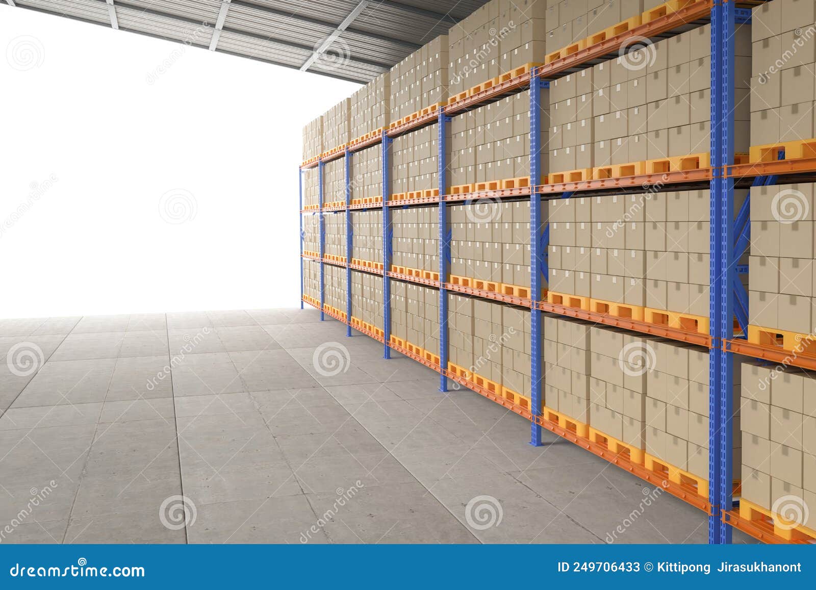 Racks Full of Carton Boxes in Warehouse Stock Illustration ...