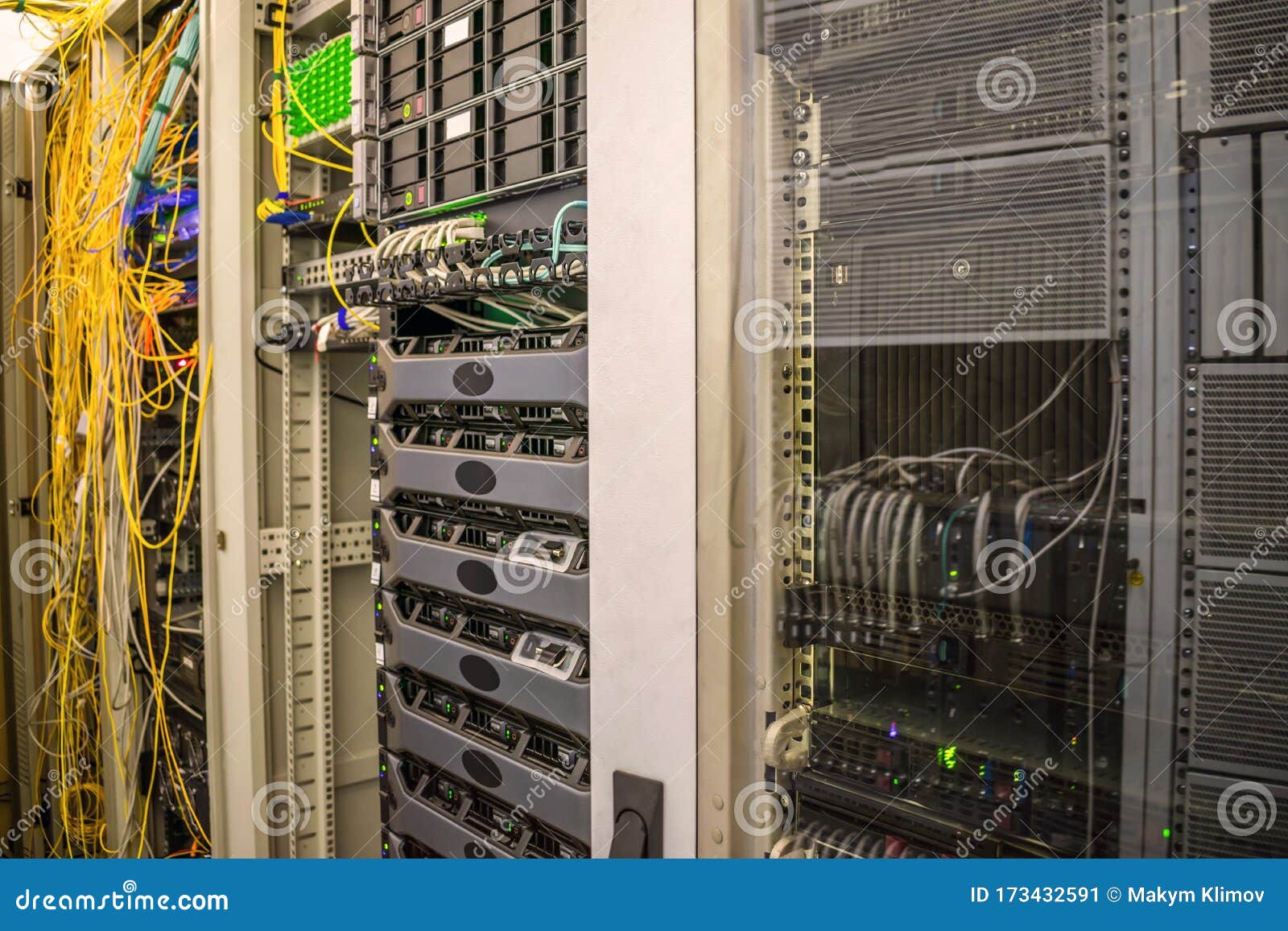 Racks with Internet Communication Equipment are in the Data Center ...