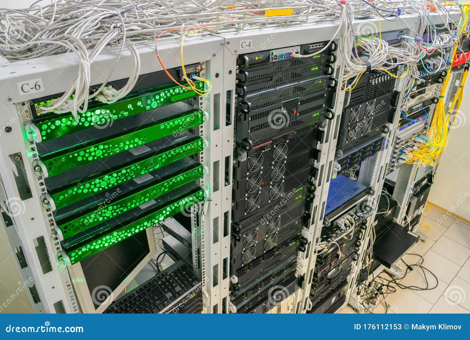 Racks with Internet Telecommunications Equipment are in the Server Room ...