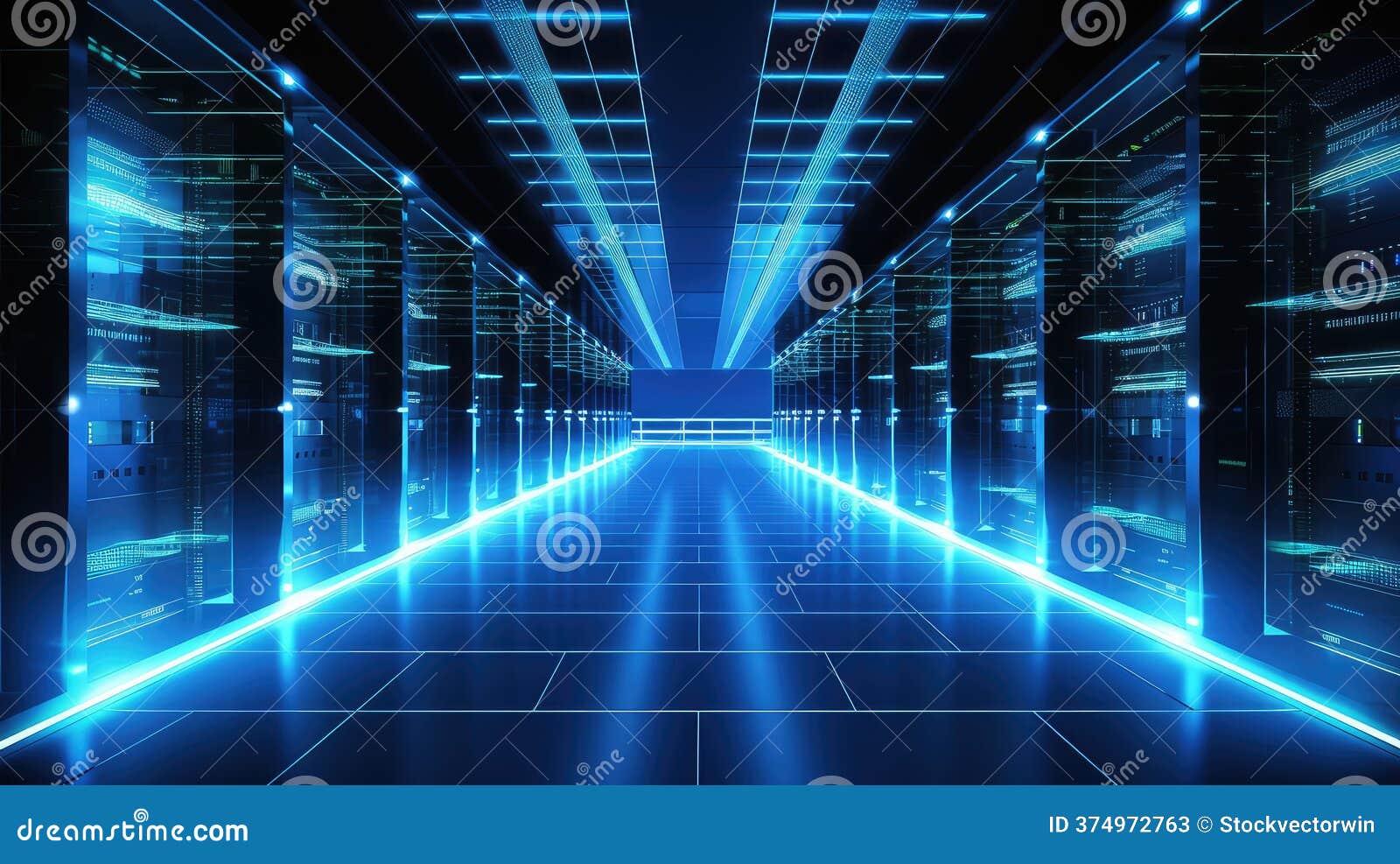 Modern Data Center Server Room With Advanced Networking Cables And ...