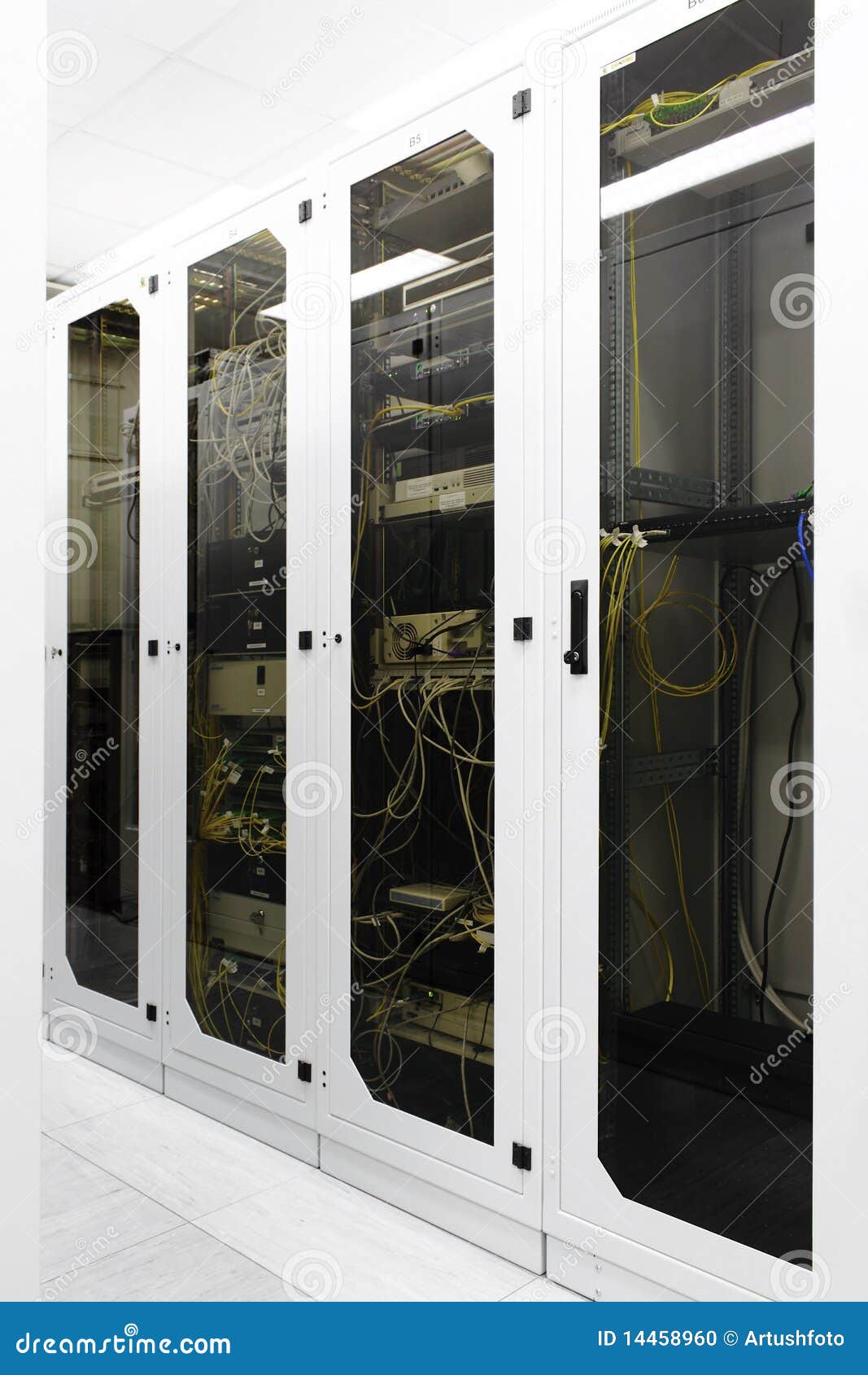 Racks with Network Equipment Stock Photo - Image of house, center: 14458960
