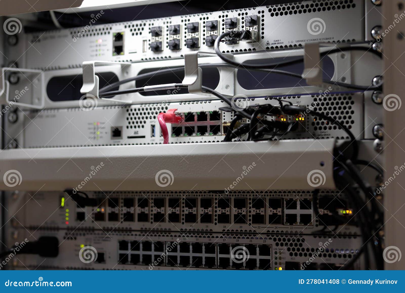 Racks with Network Equipment in Telecom Cabinet Stock Photo - Image of ...