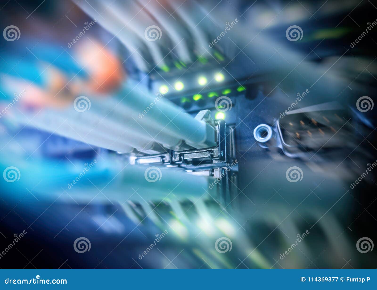 Racks Optical Fiber. Fiber Optic Equipment in a Data Center Stock Image ...