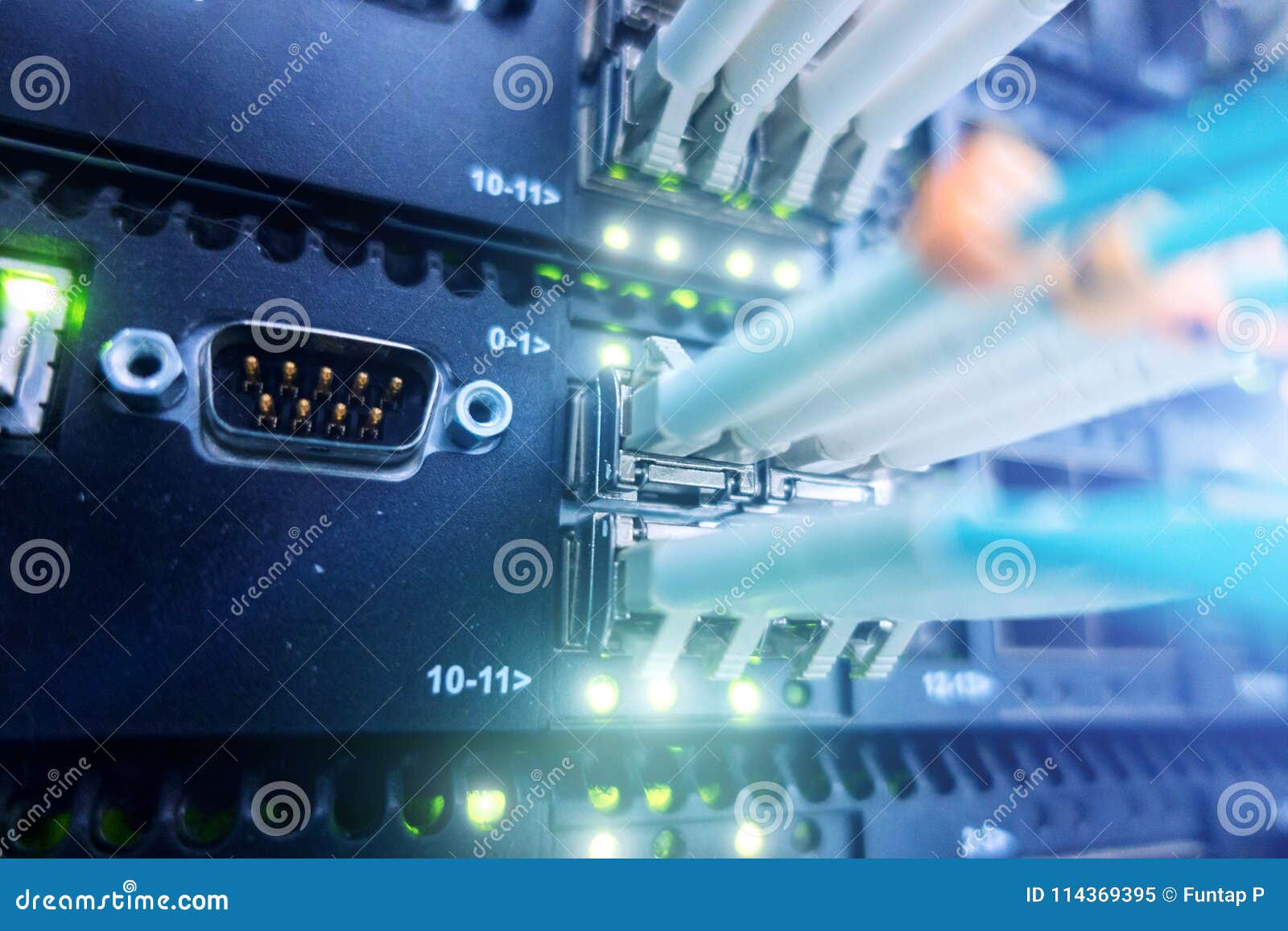 Racks Optical Fiber. Fiber Optic Equipment in a Data Center Stock Image ...